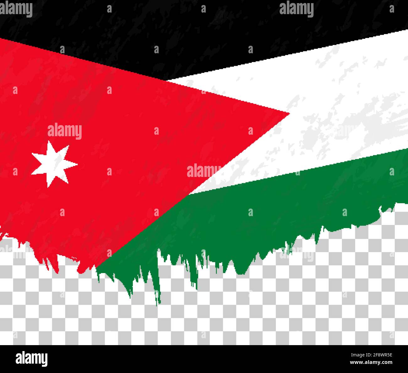 Grunge-style flag of Jordan on a transparent background. Vector ...