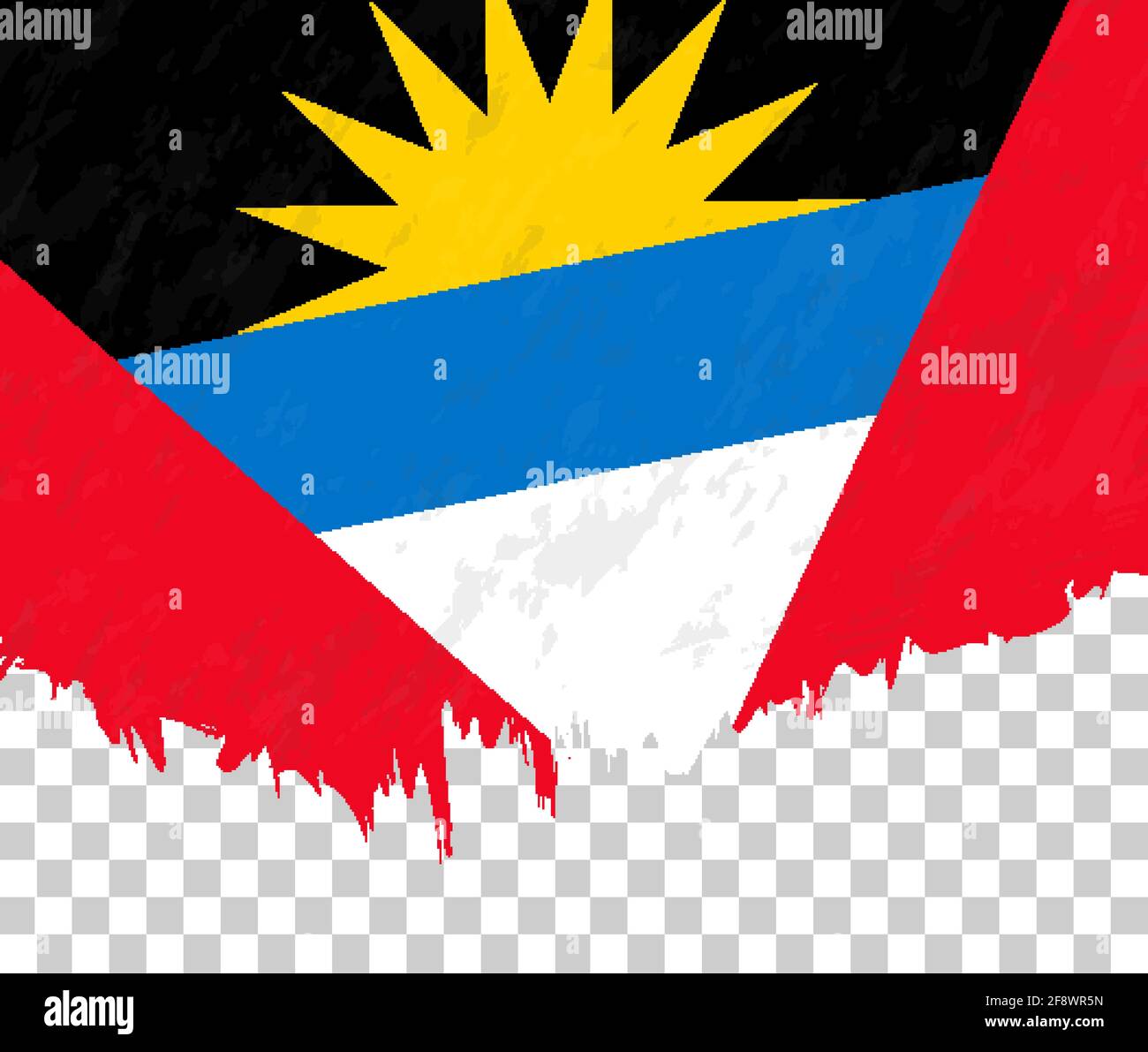 Grunge-style flag of Antigua and Barbuda on a transparent background ...
