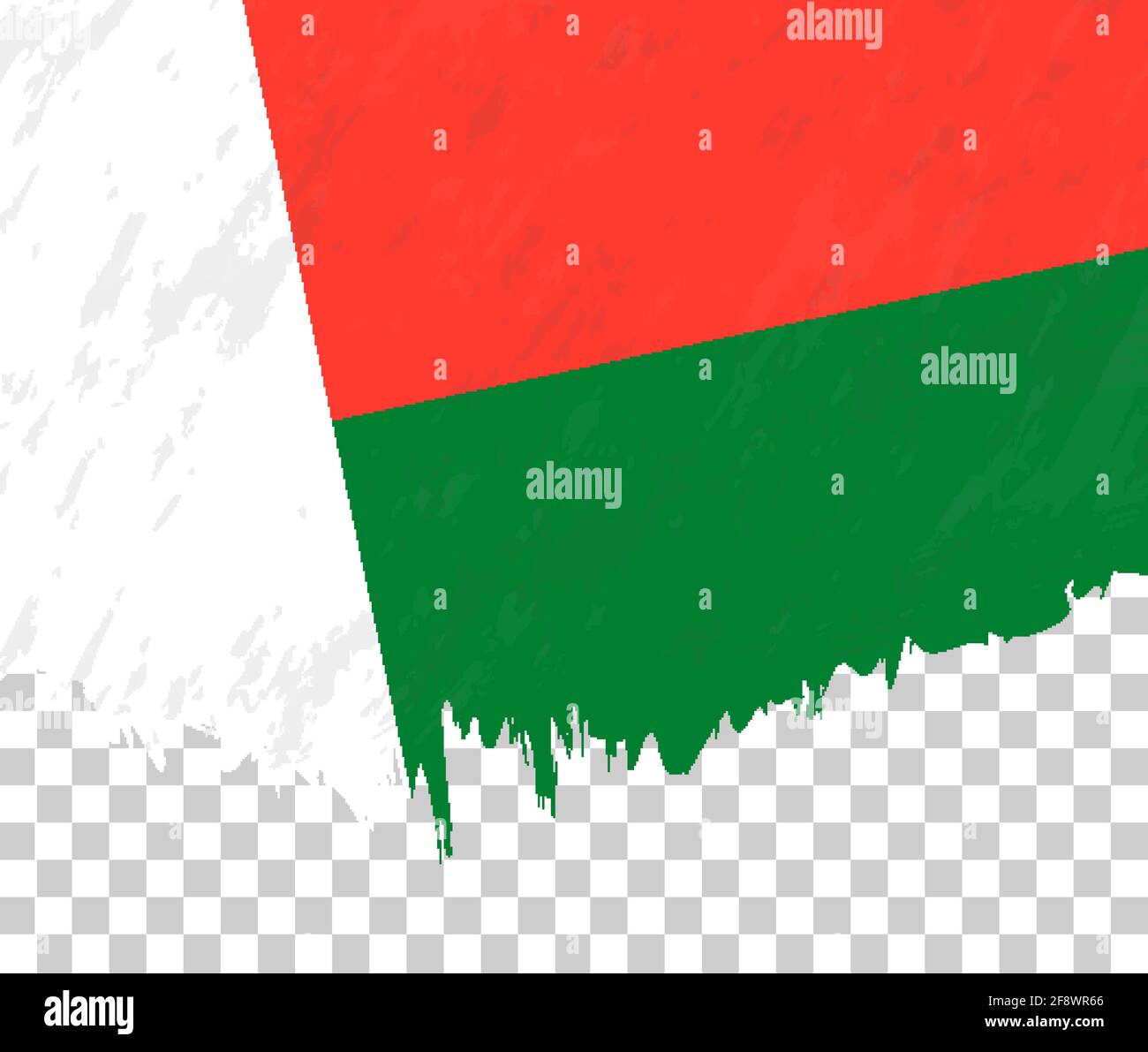 Grunge-style flag of Madagascar on a transparent background. Vector ...