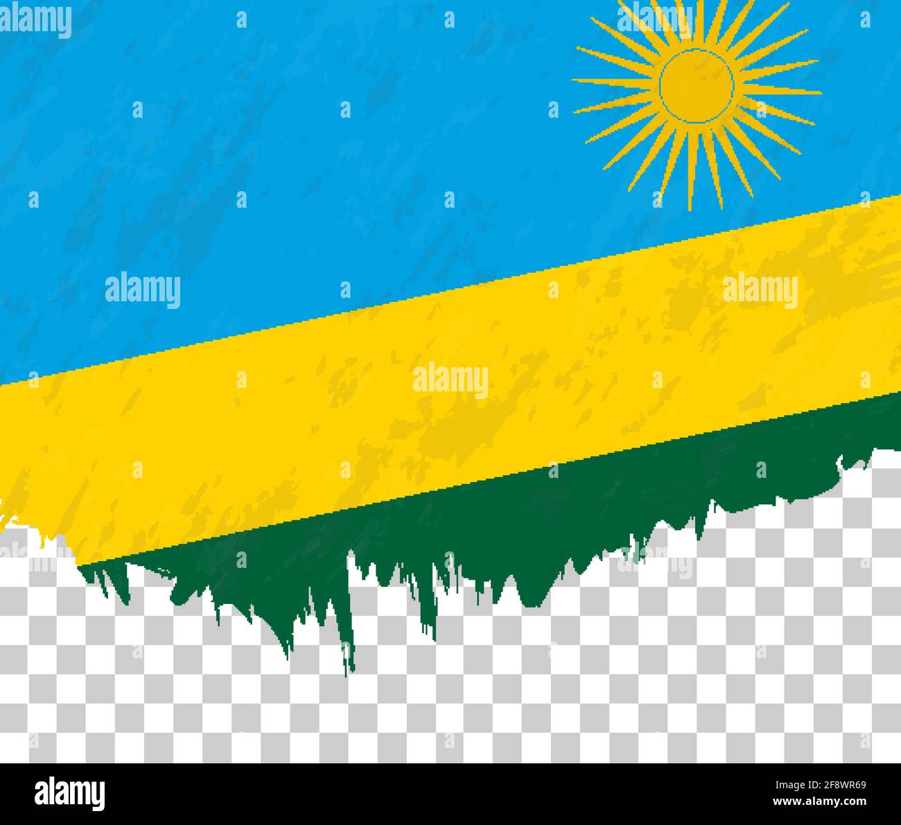Grunge-style flag of Rwanda on a transparent background. Vector ...