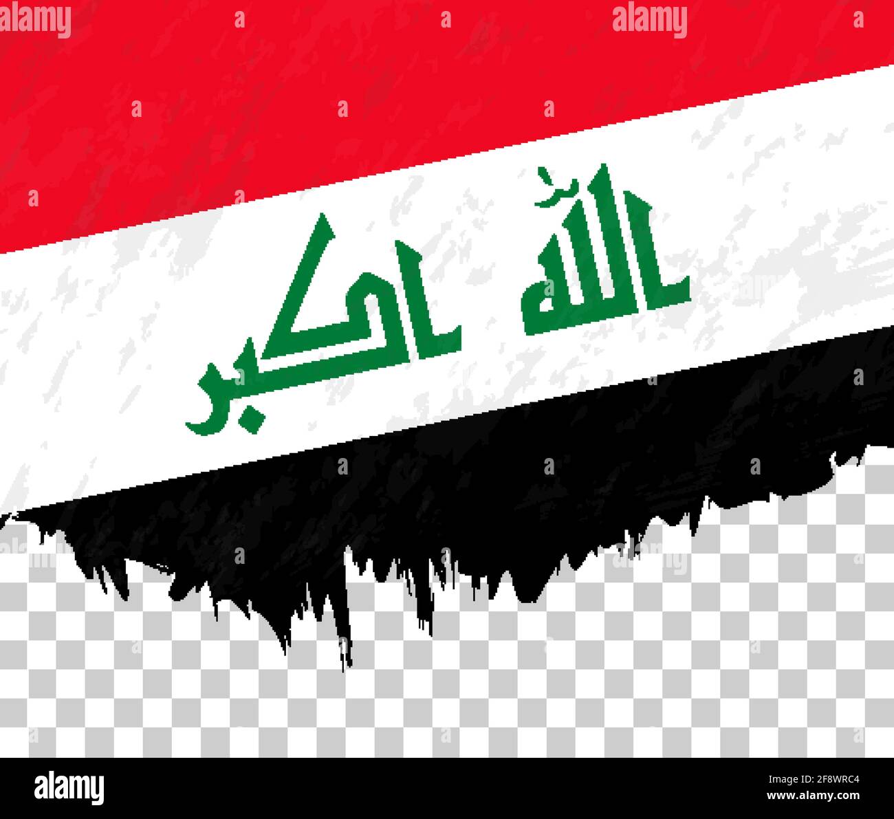 Grunge-style flag of Iraq on a transparent background. Vector textured ...