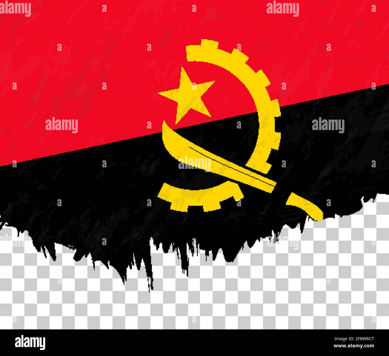 Grunge-style flag of Angola on a transparent background. Vector ...