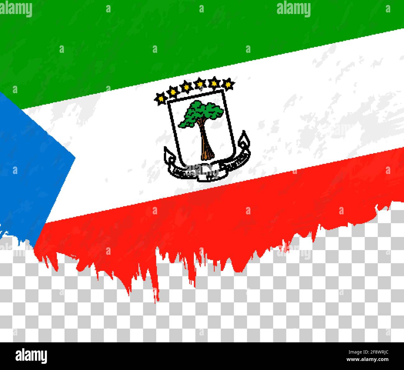 Grunge-style flag of Equatorial Guinea on a transparent background. Vector textured flag of ...