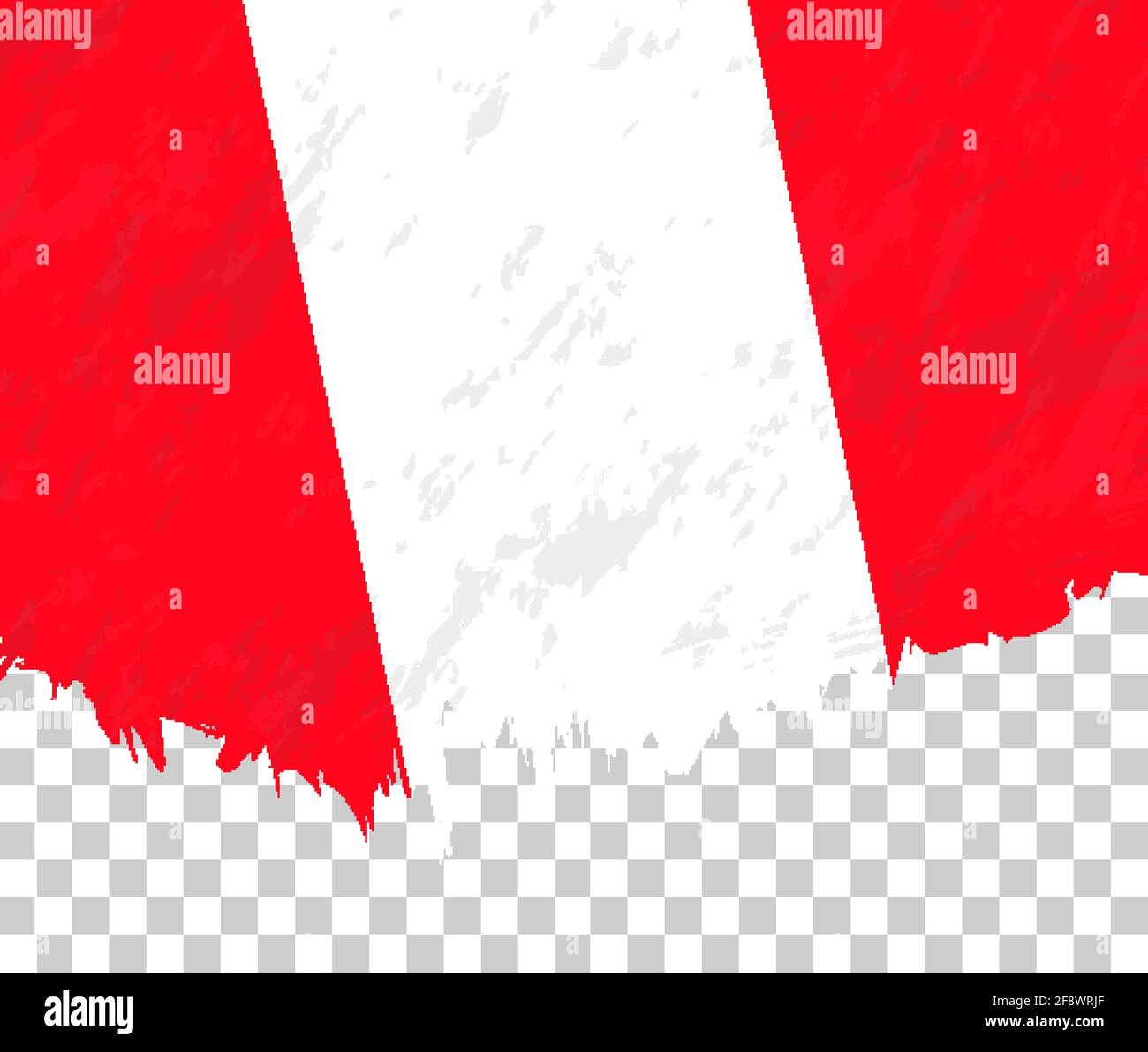 Grunge-style flag of Peru on a transparent background. Vector textured ...