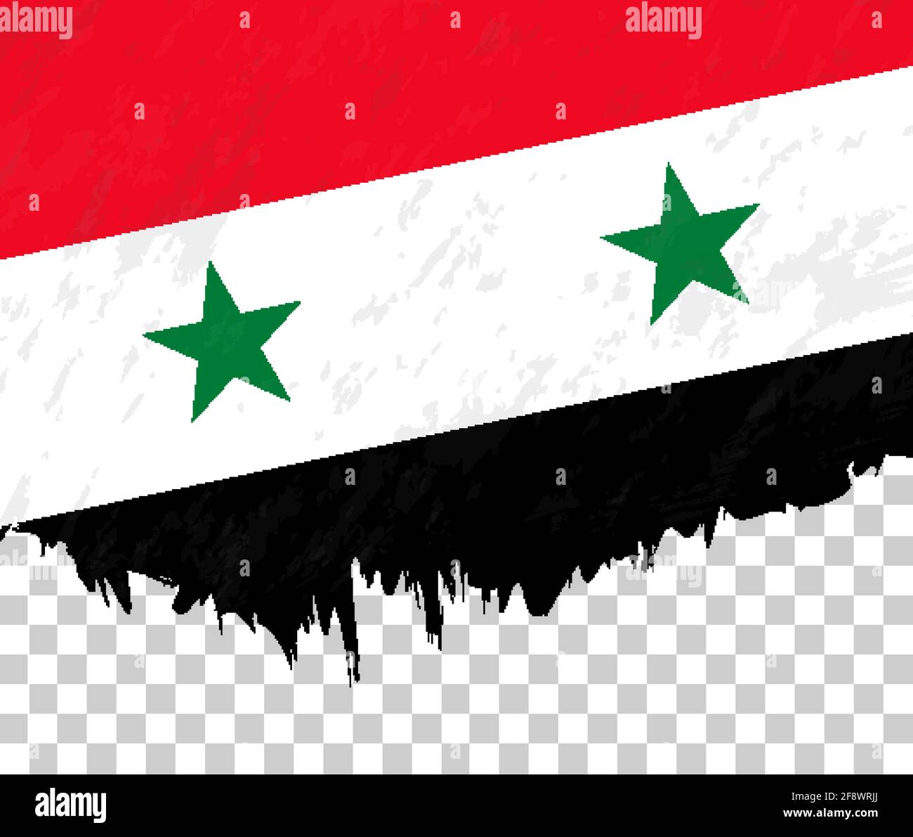 Grunge-style flag of Syria on a transparent background. Vector textured ...