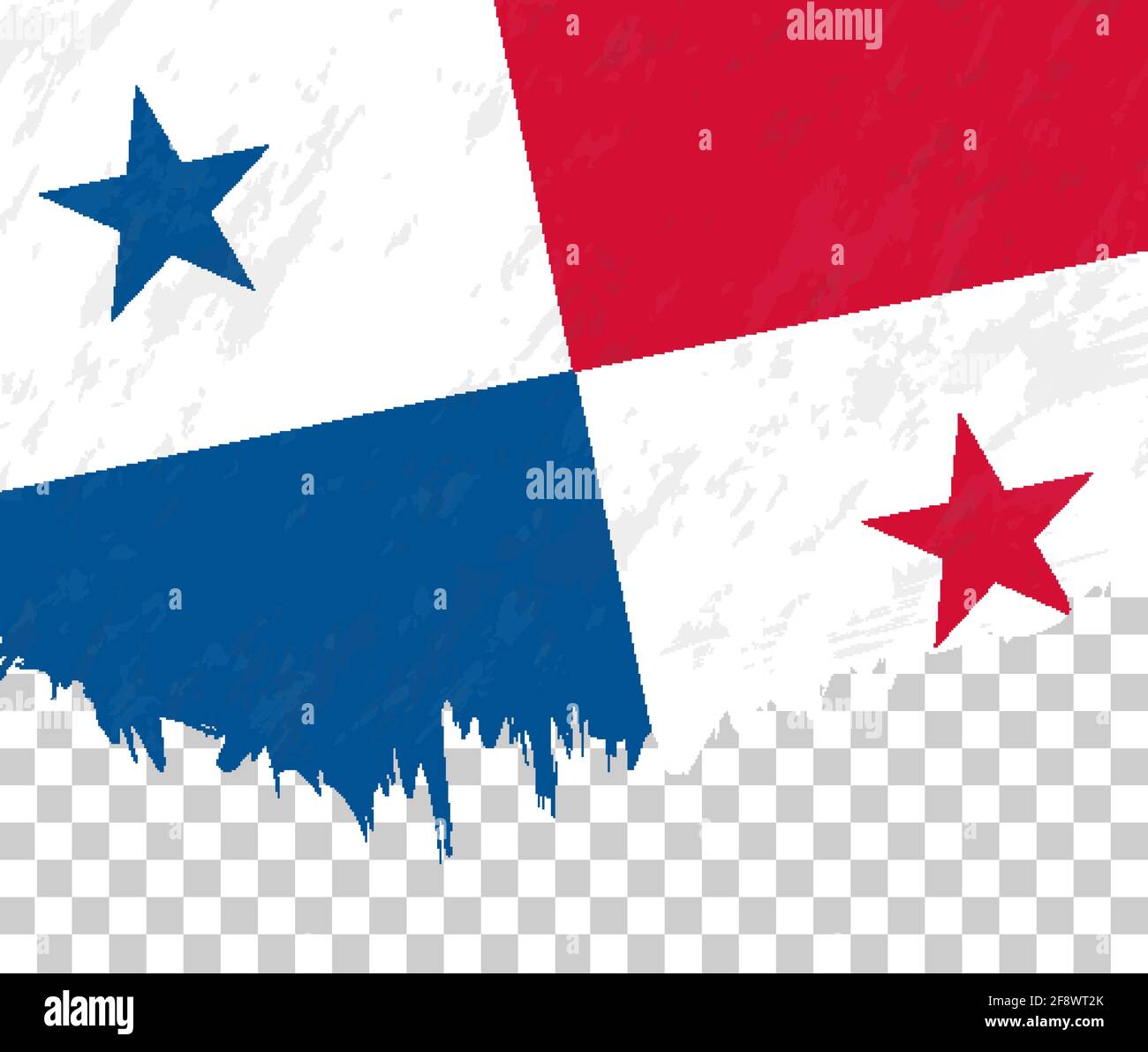 Grunge-style flag of Panama on a transparent background. Vector ...
