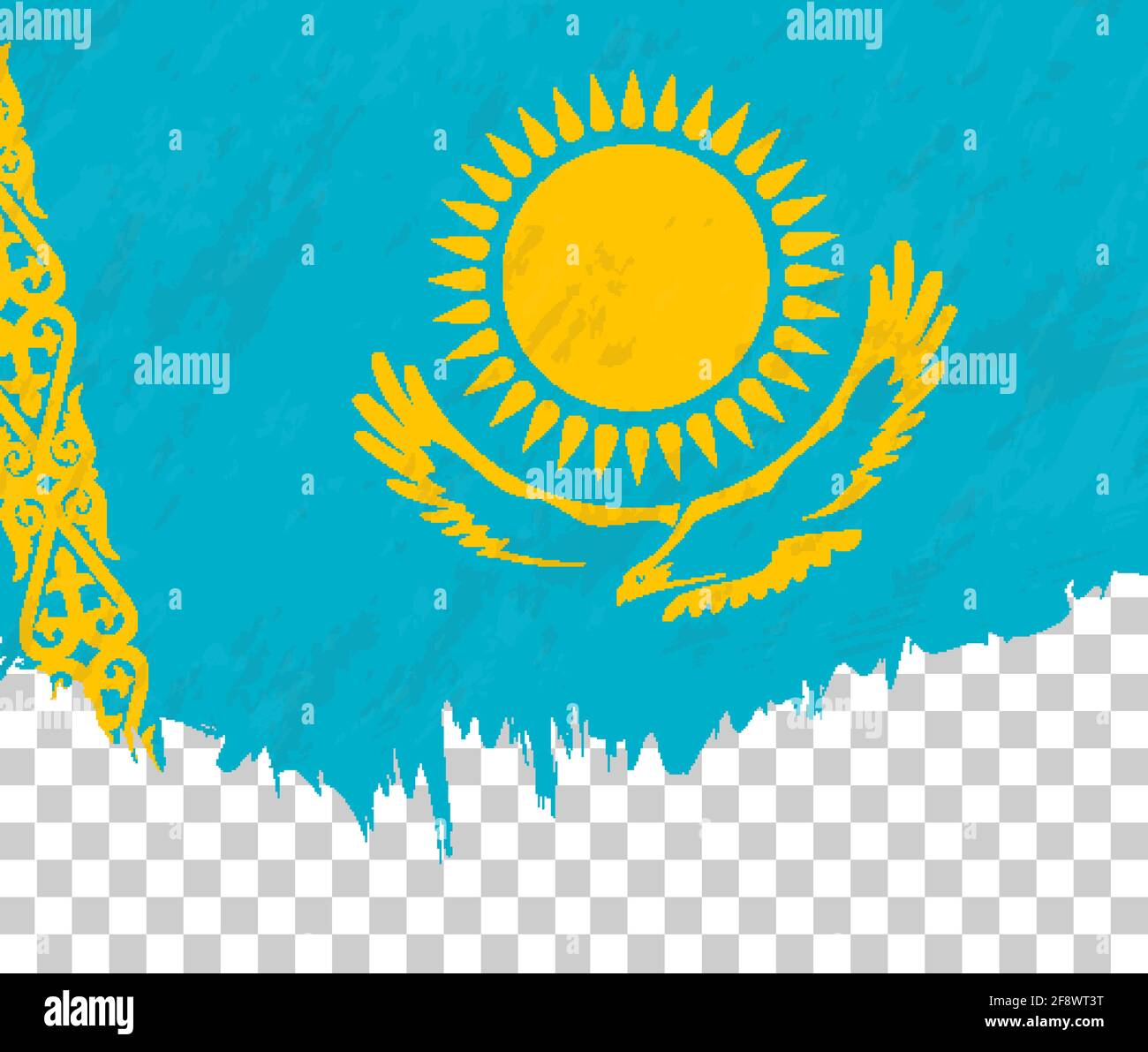 Grunge-style flag of Kazakhstan on a transparent background. Vector ...