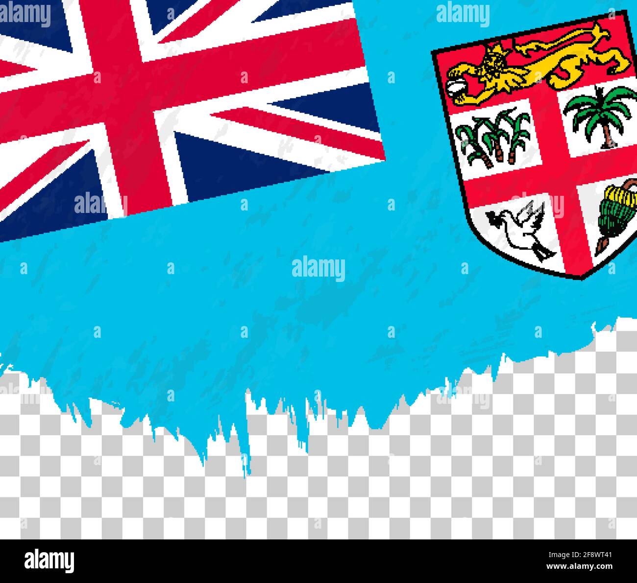 Grunge-style flag of Fiji on a transparent background. Vector textured ...