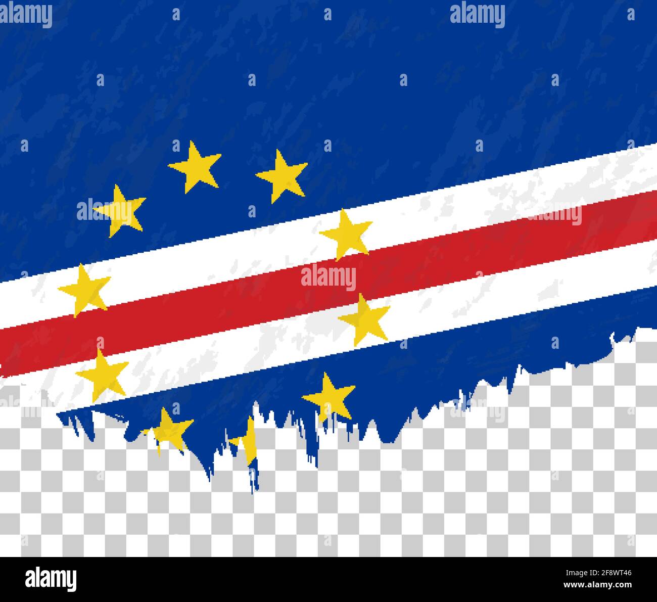 Grunge-style flag of Cape Verde on a transparent background. Vector ...