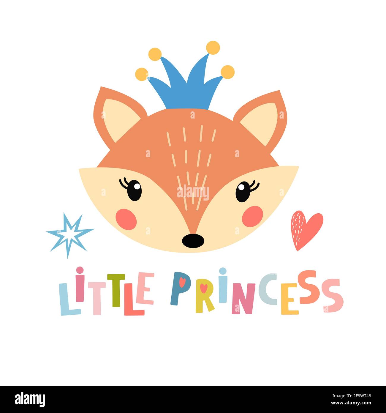 Cute fox face with lettering - little princess Stock Vector Image & Art ...