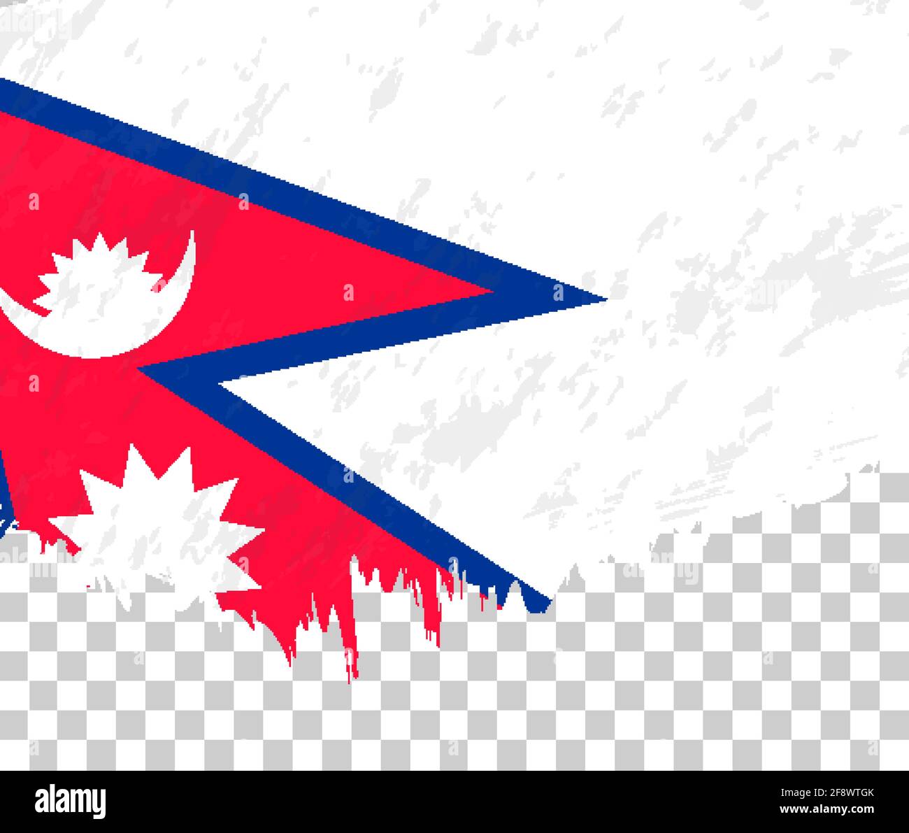 Grunge-style flag of Nepal on a transparent background. Vector textured ...