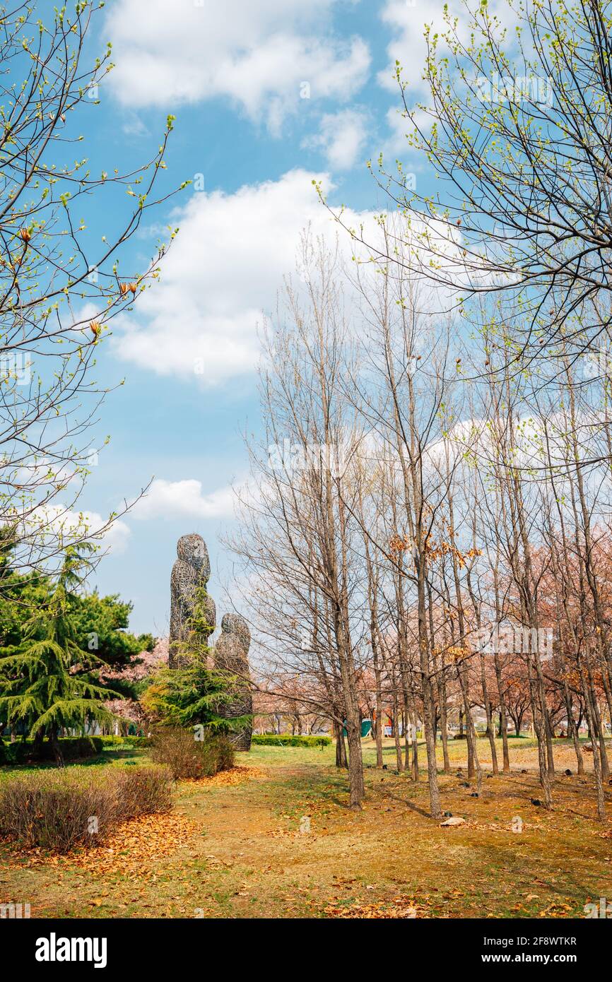 Ansan, Korea - April 9, 2021 : Hwarang Recreation Area park at spring ...