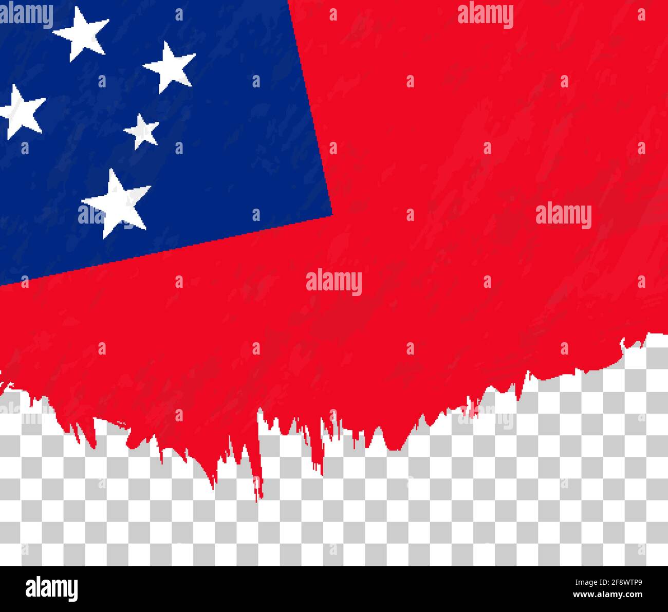 Grunge-style flag of Samoa on a transparent background. Vector textured ...