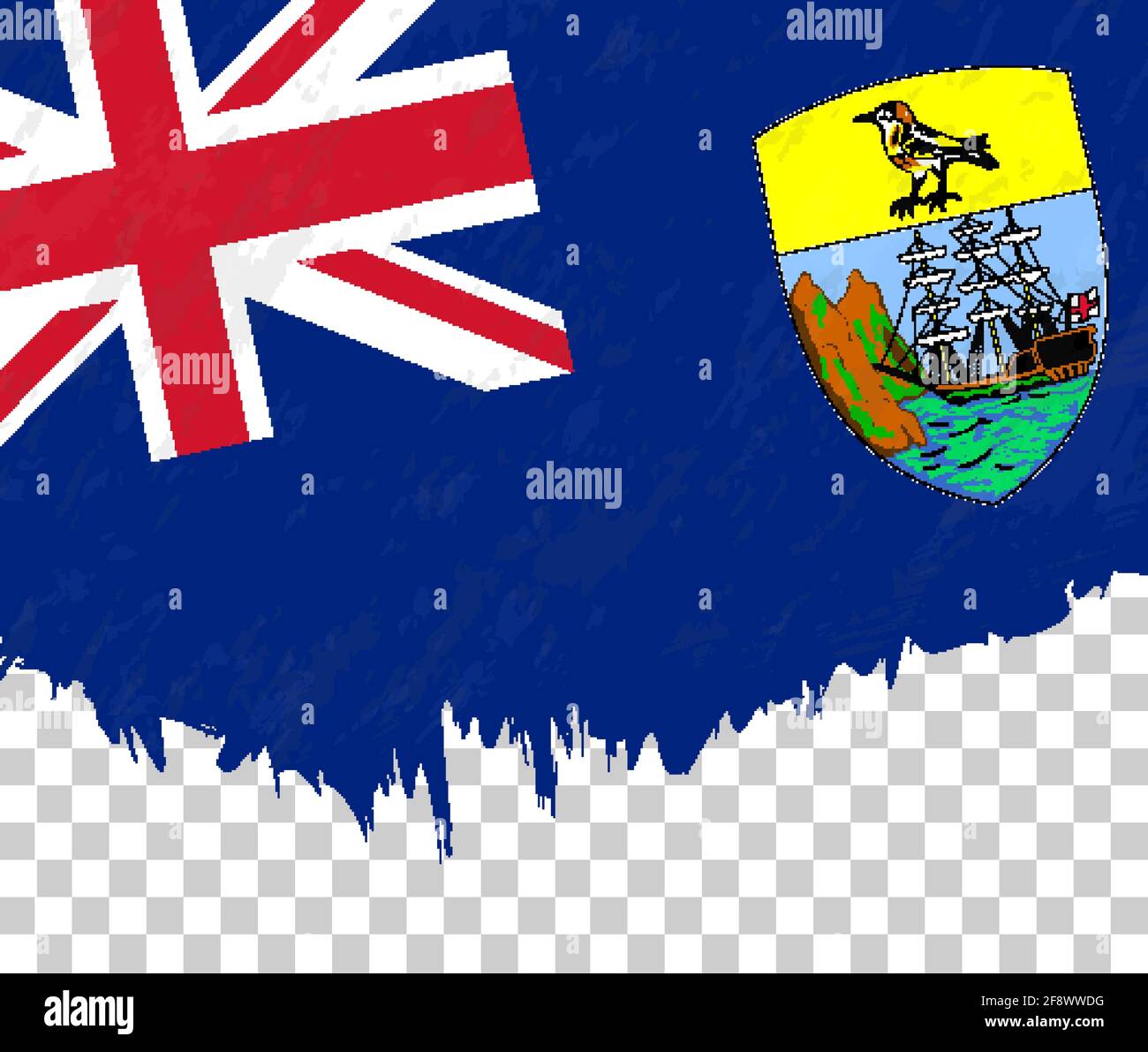 Grunge-style flag of Saint Helena on a transparent background. Vector ...