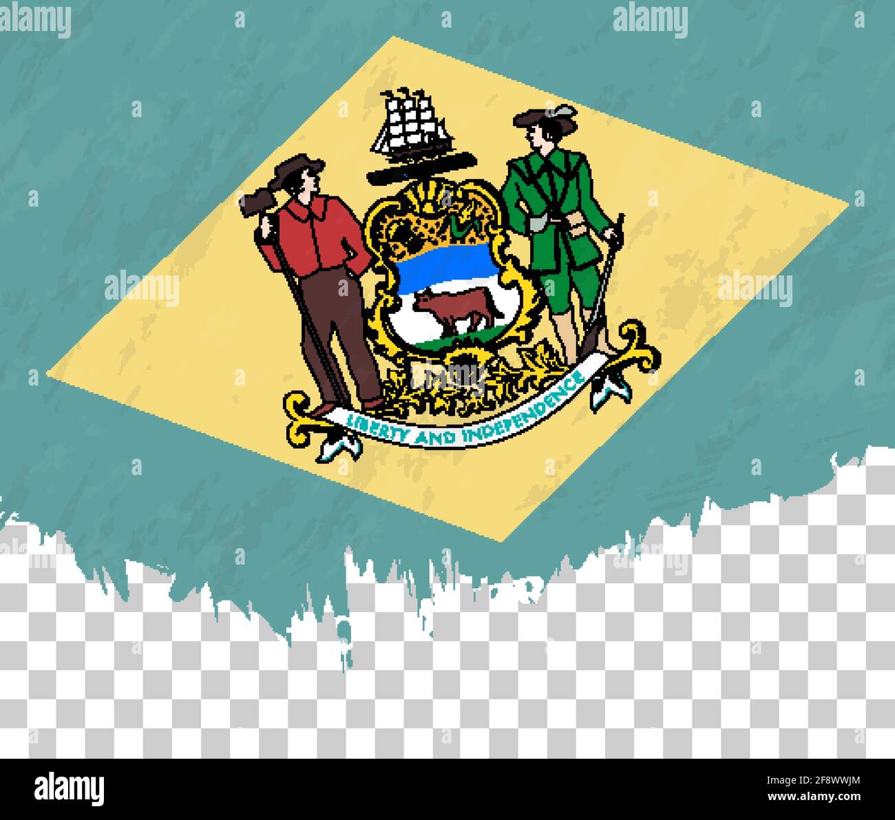 Grunge-style flag of Delaware on a transparent background. Vector ...