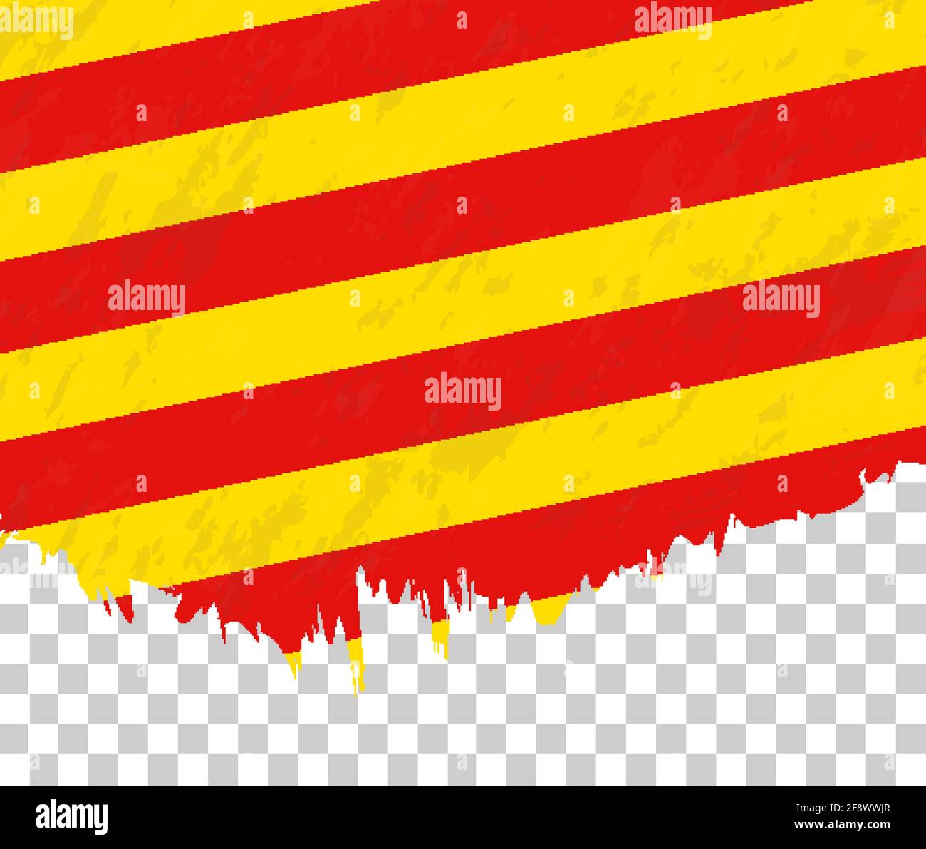 Grunge-style flag of Catalonia on a transparent background. Vector ...