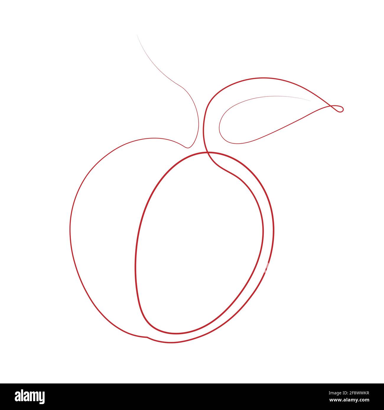 Apple fruit in continious line vector illustration art drawing style ...