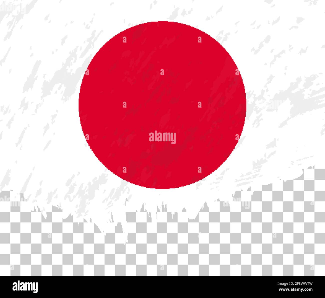 Grunge-style flag of Japan on a transparent background. Vector textured ...
