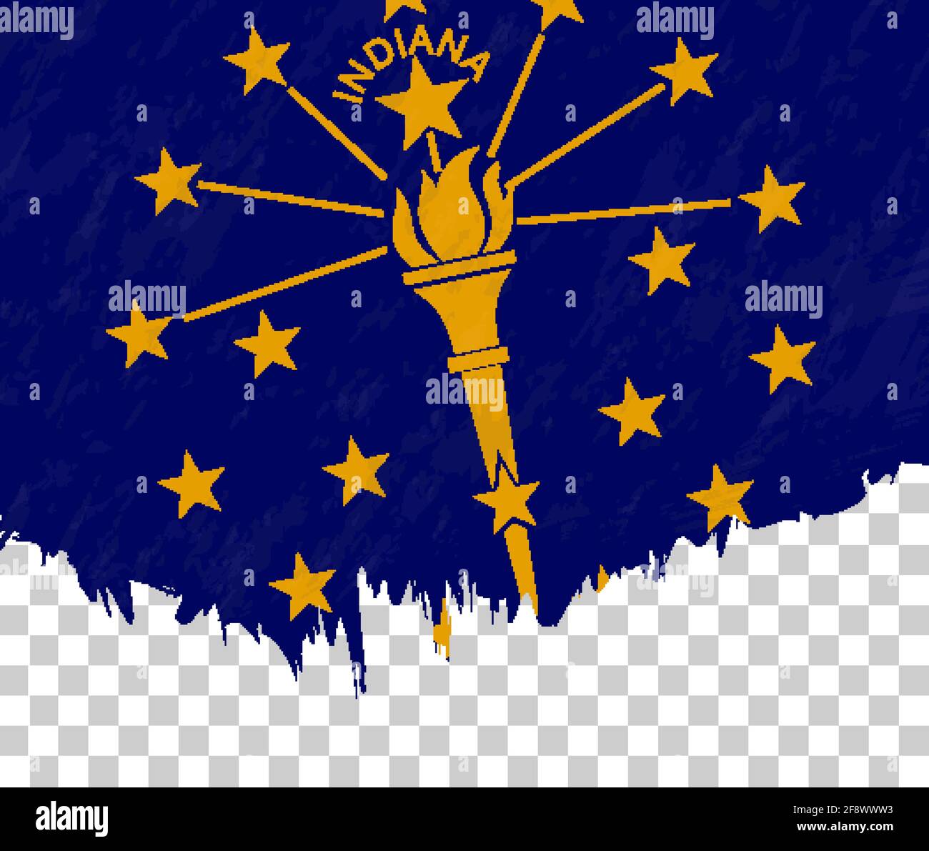 Grunge-style flag of Indiana on a transparent background. Vector ...