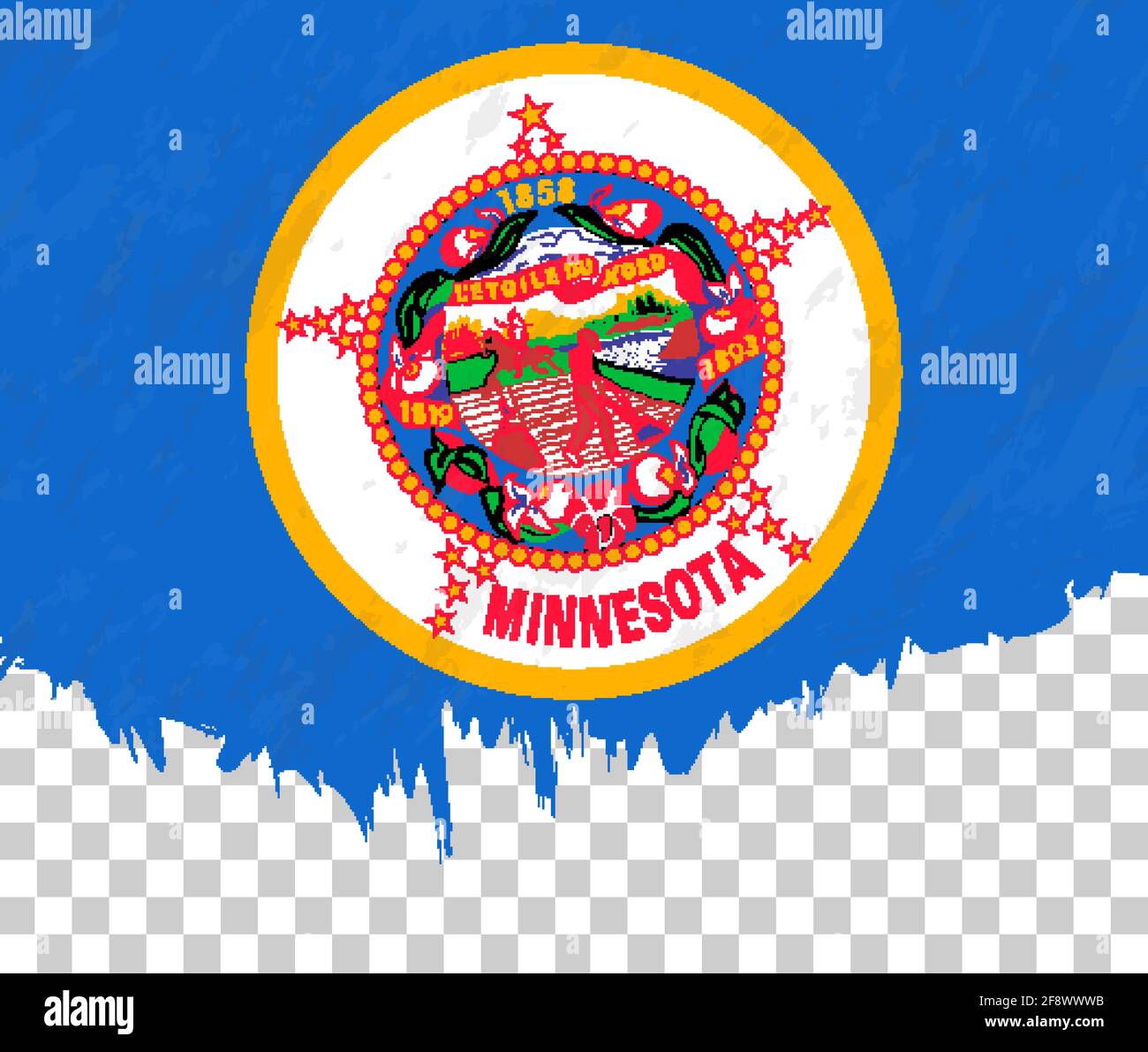 Grunge-style flag of Minnesota on a transparent background. Vector ...