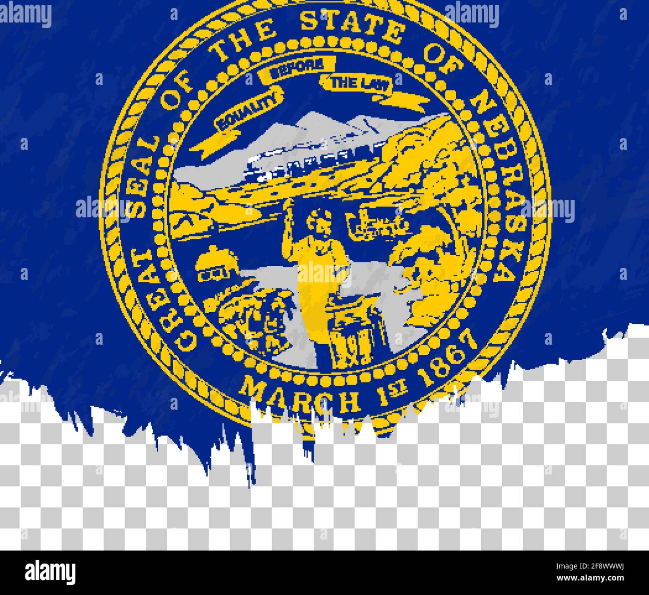 Grunge-style flag of Nebraska on a transparent background. Vector ...