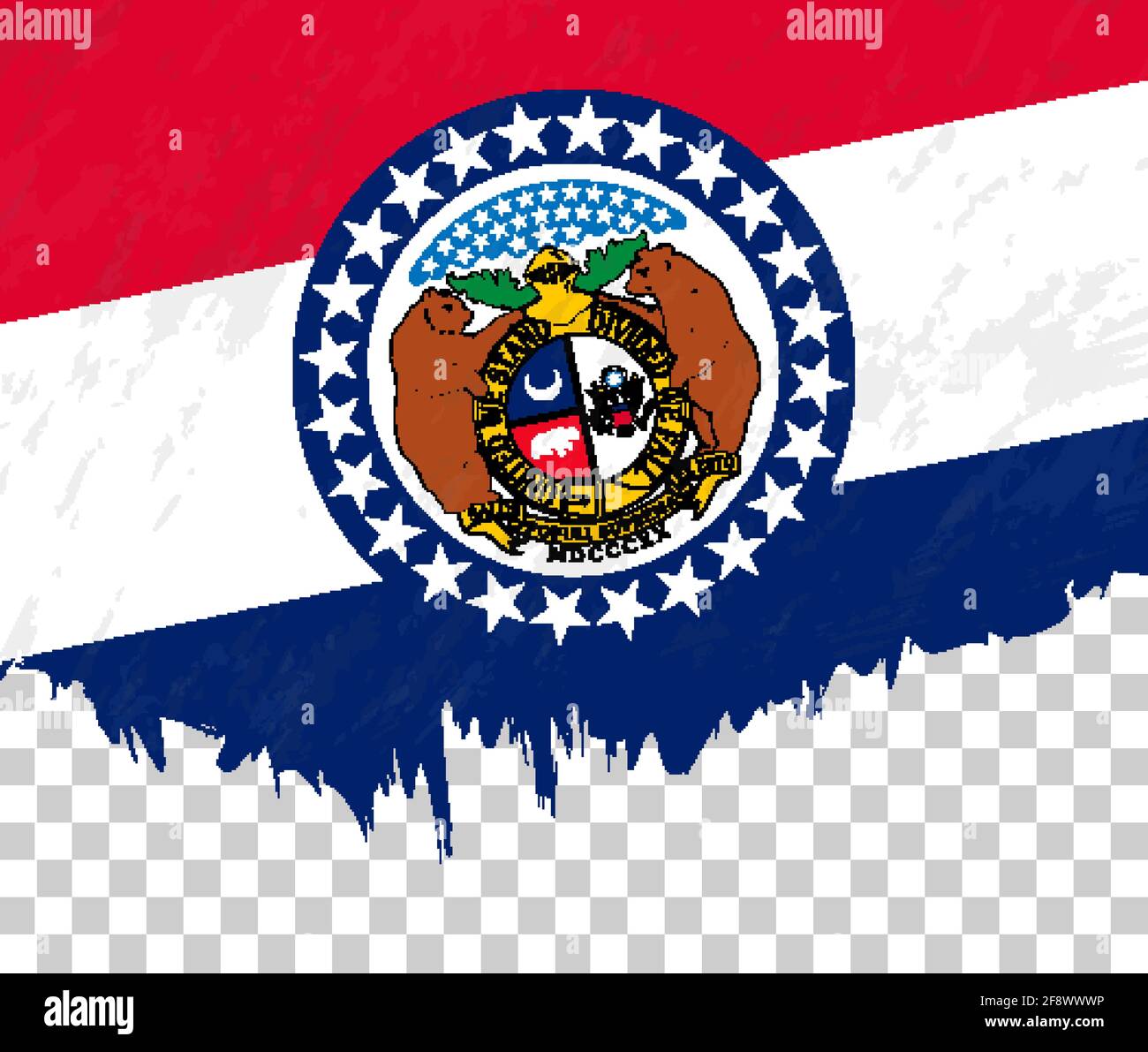 Grunge-style flag of Missouri on a transparent background. Vector ...