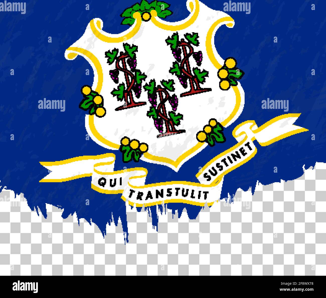 Grunge-style flag of Connecticut on a transparent background. Vector ...