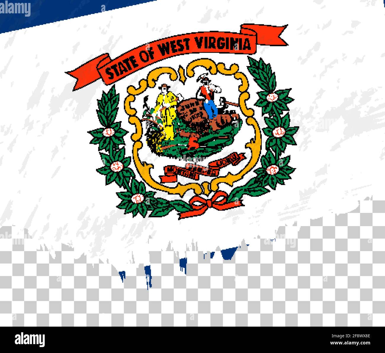 Grunge-style flag of West Virginia on a transparent background. Vector ...