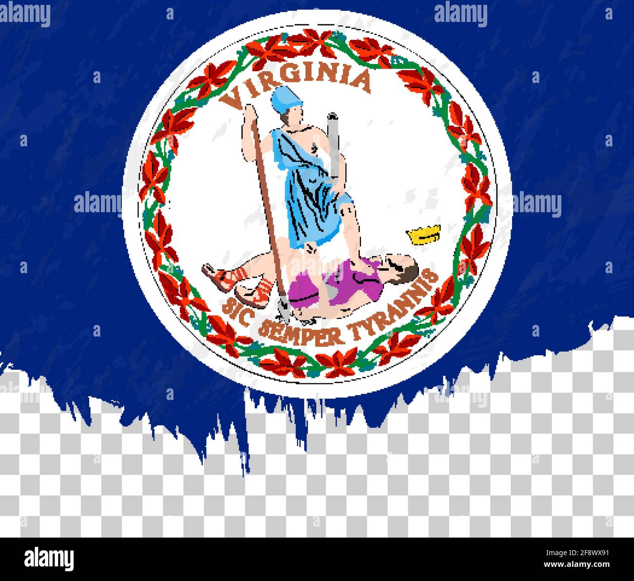 Grunge-style flag of Virginia on a transparent background. Vector ...