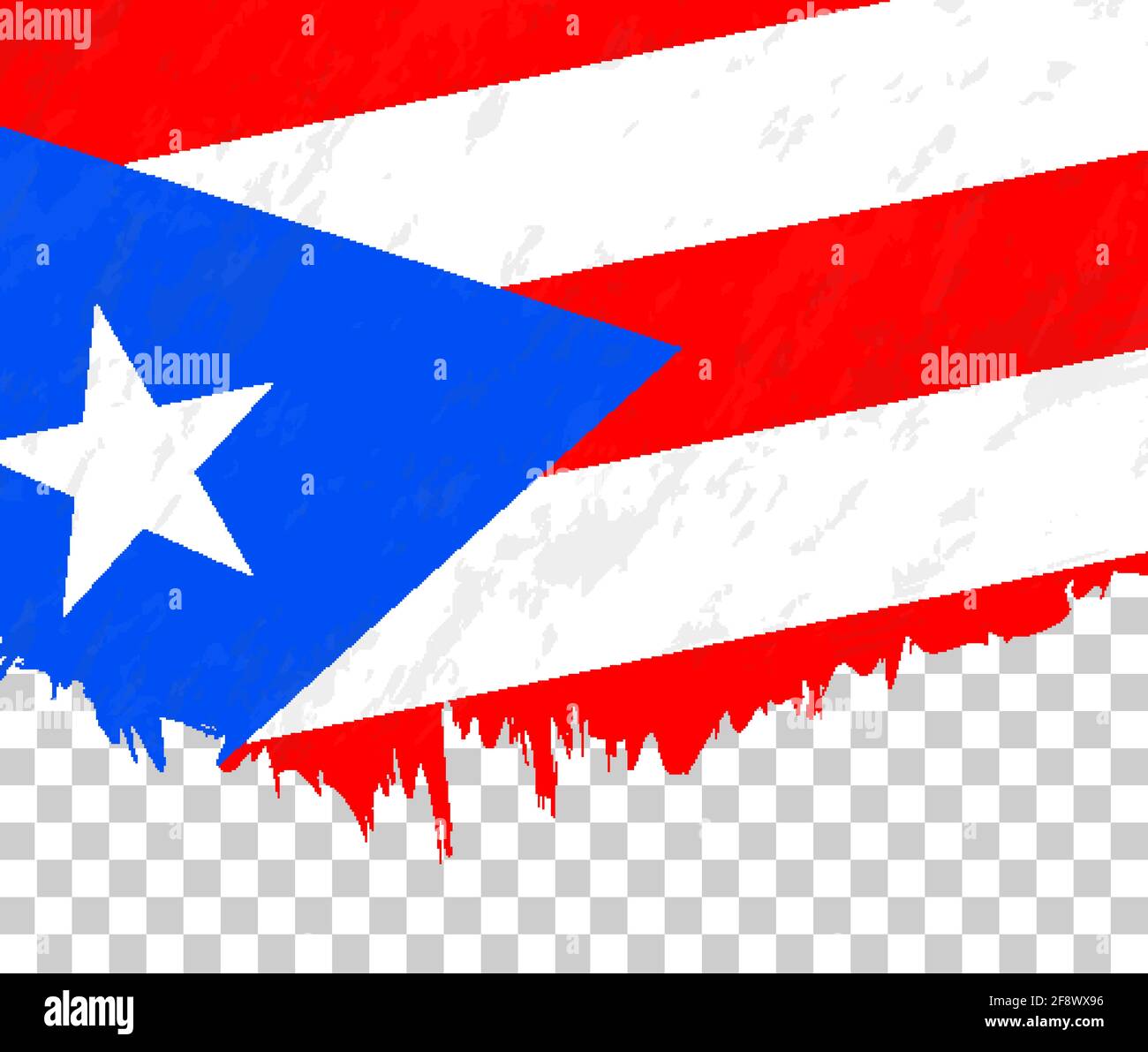 Grunge-style flag of Puerto Rico on a transparent background. Vector ...