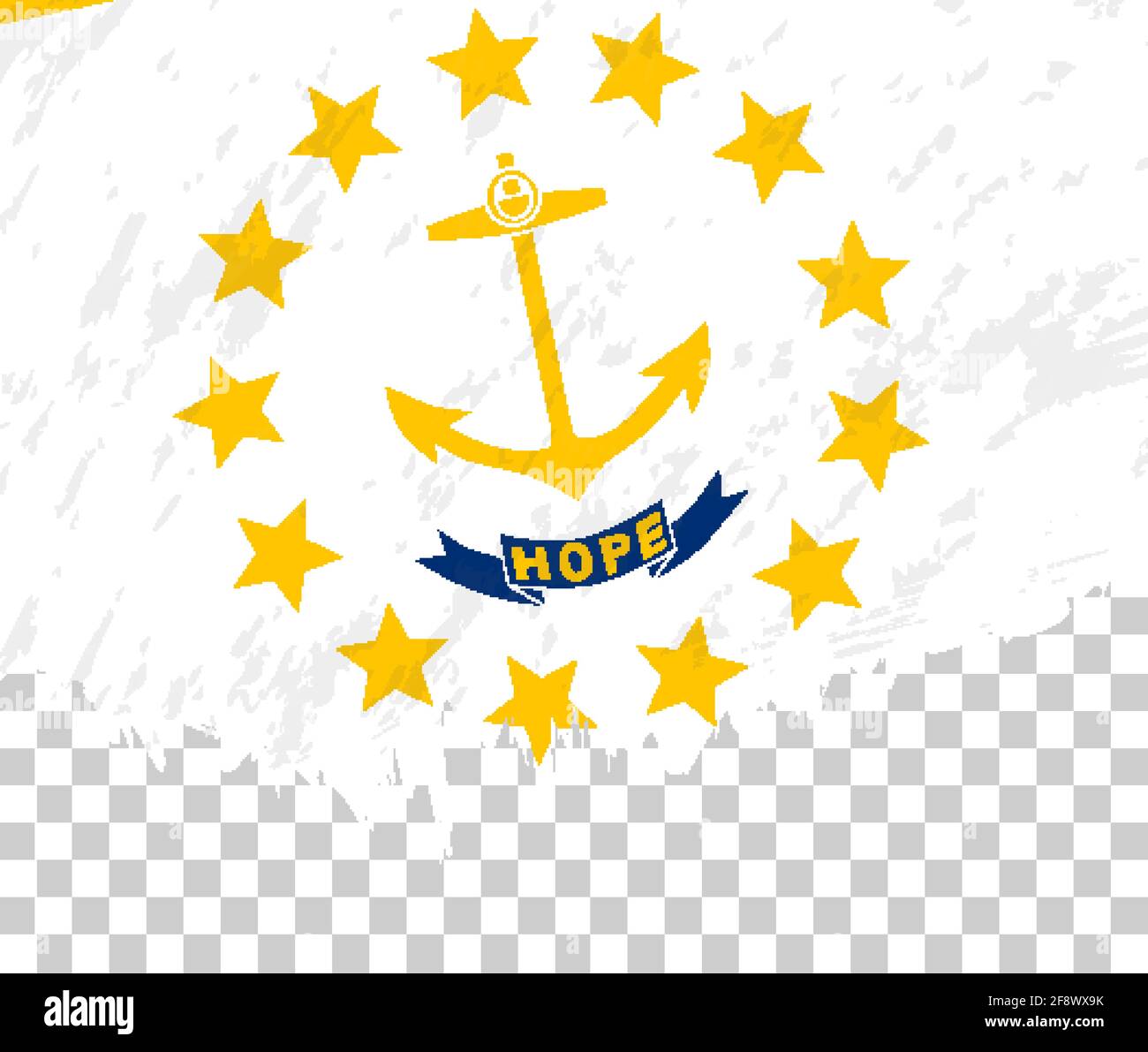 Grunge-style flag of Rhode Island on a transparent background. Vector ...