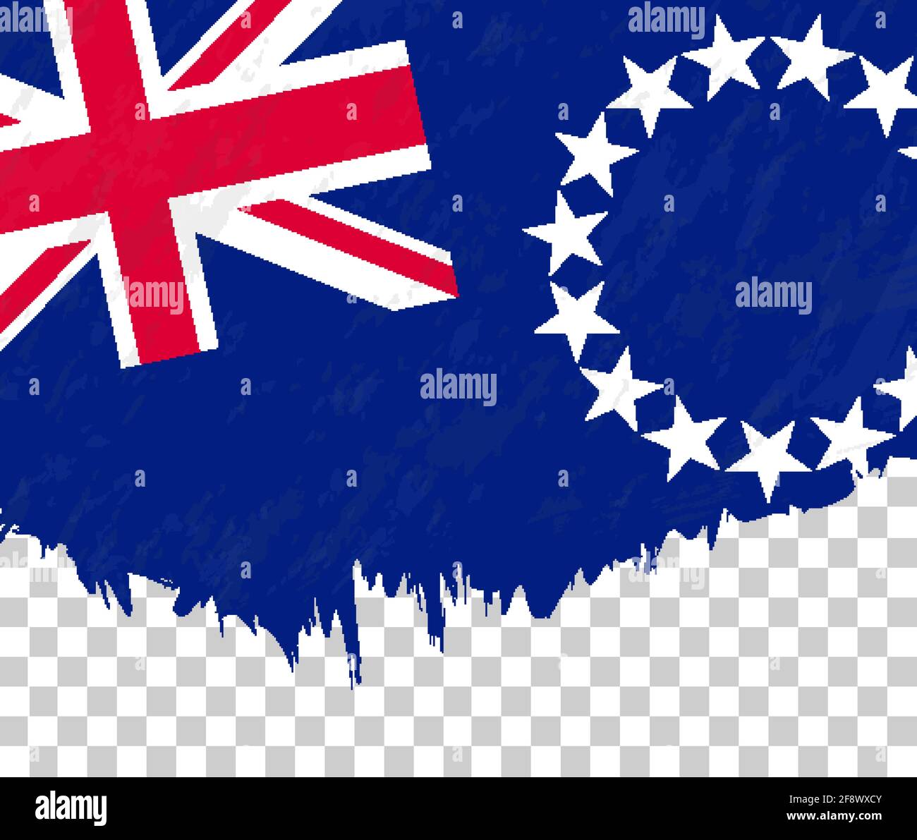Grunge-style flag of Cook Islands on a transparent background. Vector ...