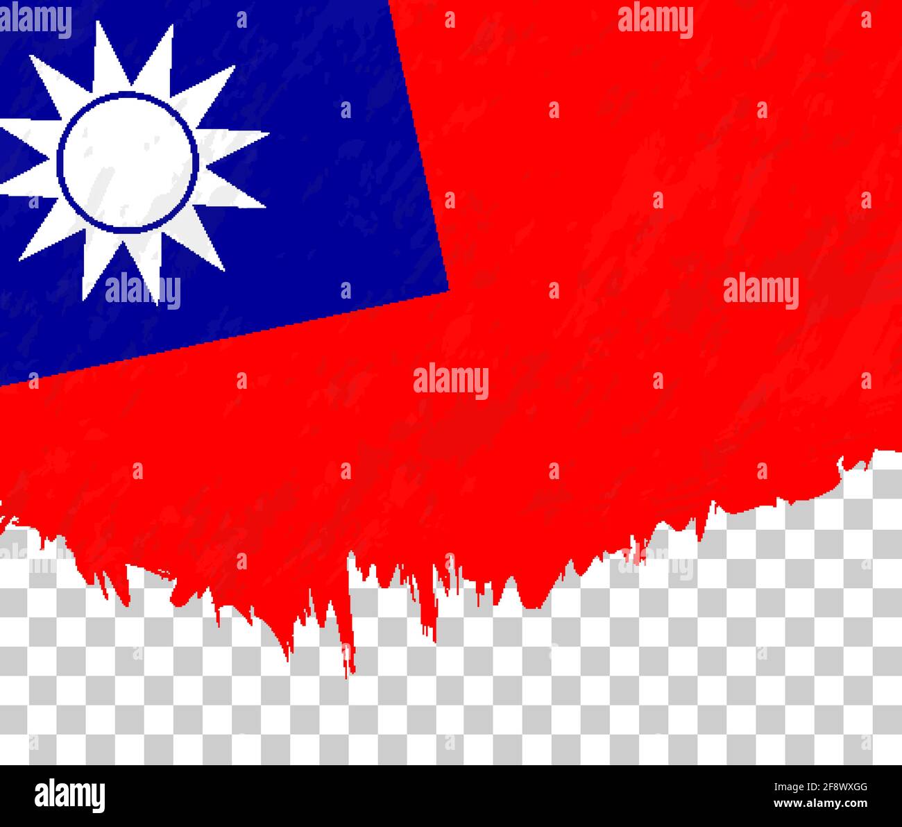 Grunge-style flag of Taiwan on a transparent background. Vector ...