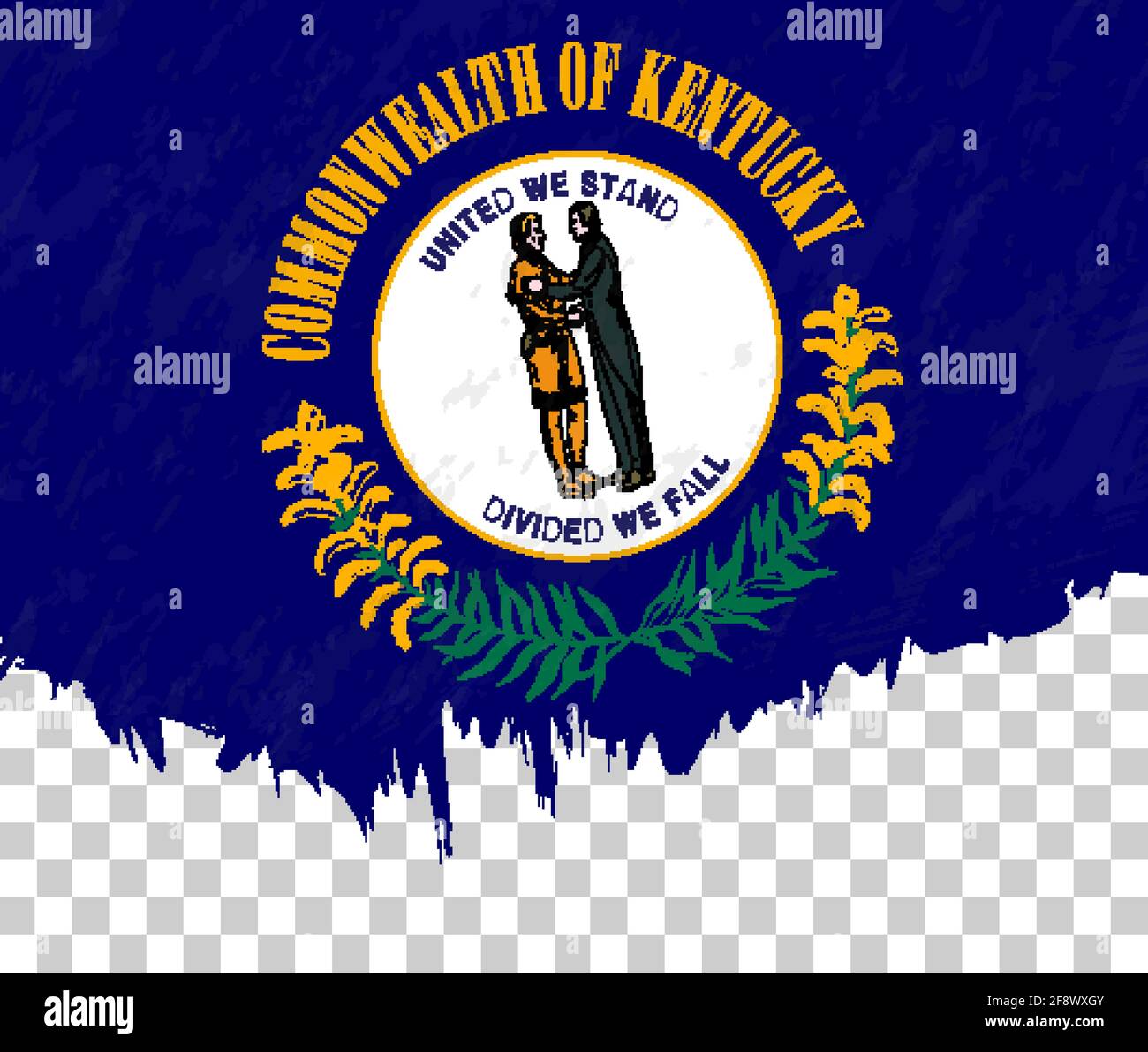 Grunge-style flag of Kentucky on a transparent background. Vector ...