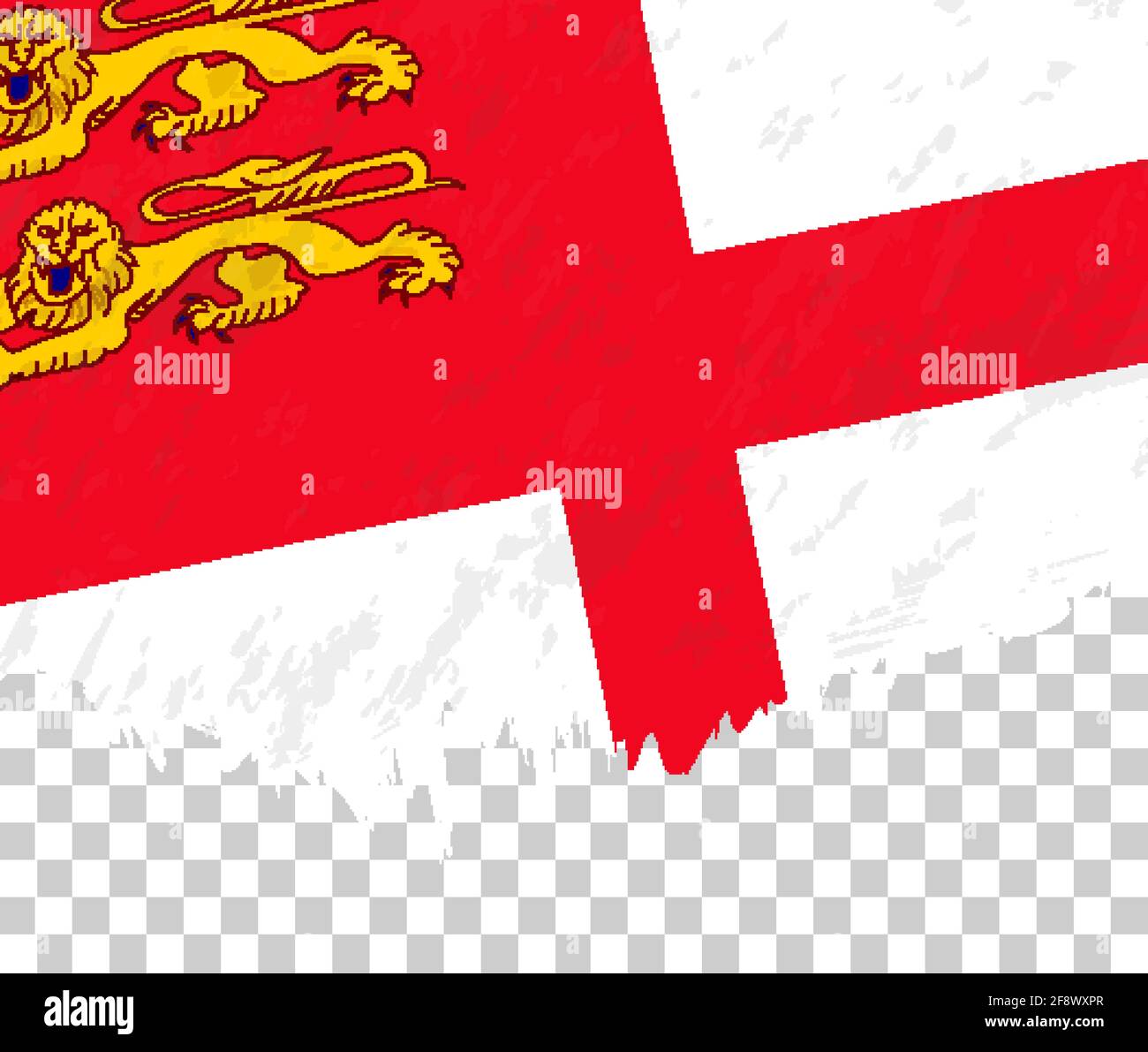 Grunge-style flag of Sark on a transparent background. Vector textured ...