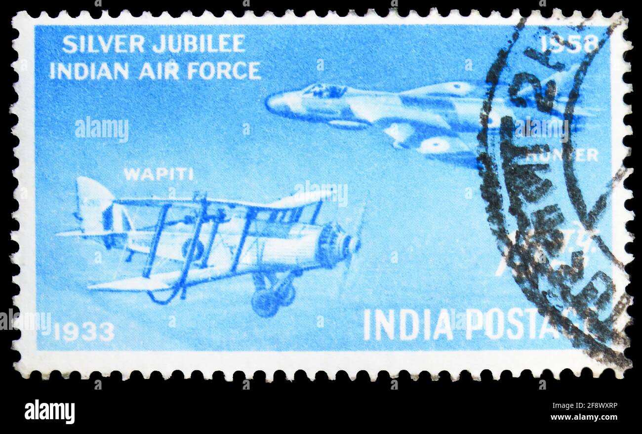 MOSCOW, RUSSIA - OCTOBER 1, 2019: Postage stamp printed in India shows ...