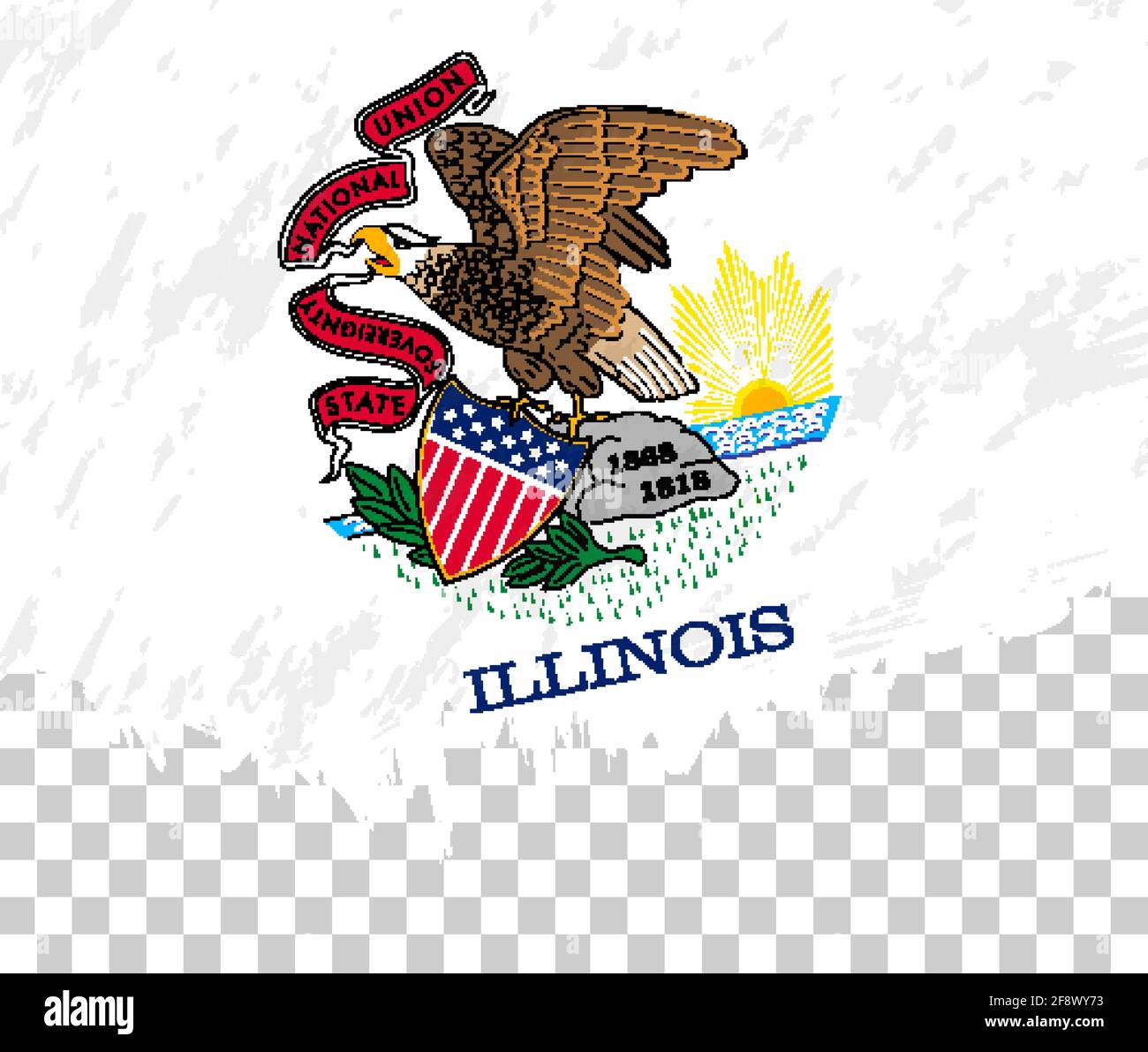Grunge-style flag of Illinois on a transparent background. Vector ...