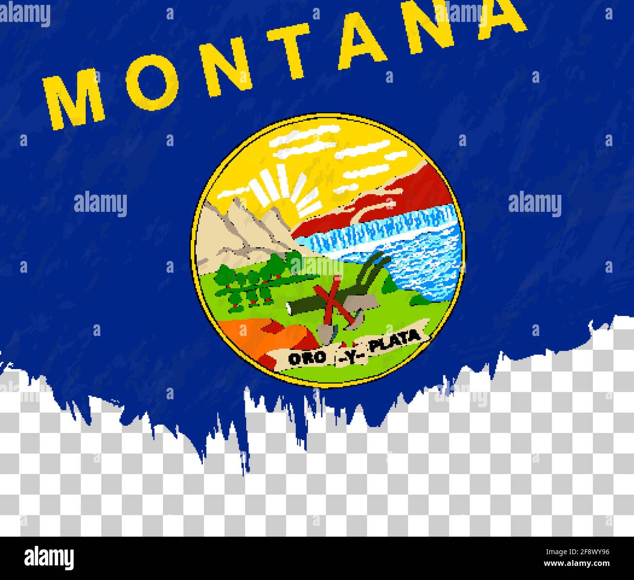 Grunge-style flag of Montana on a transparent background. Vector ...