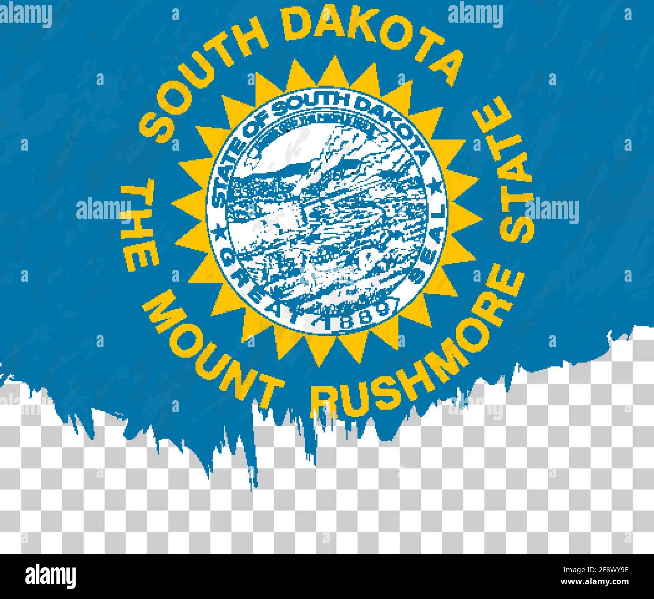 Grunge-style flag of South Dakota on a transparent background. Vector ...