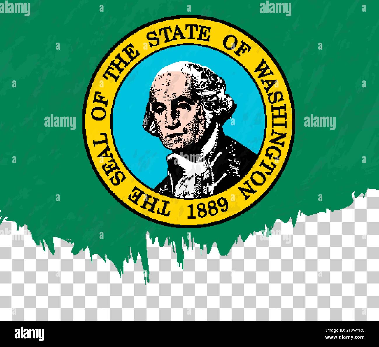 Grunge-style flag of Washington on a transparent background. Vector ...