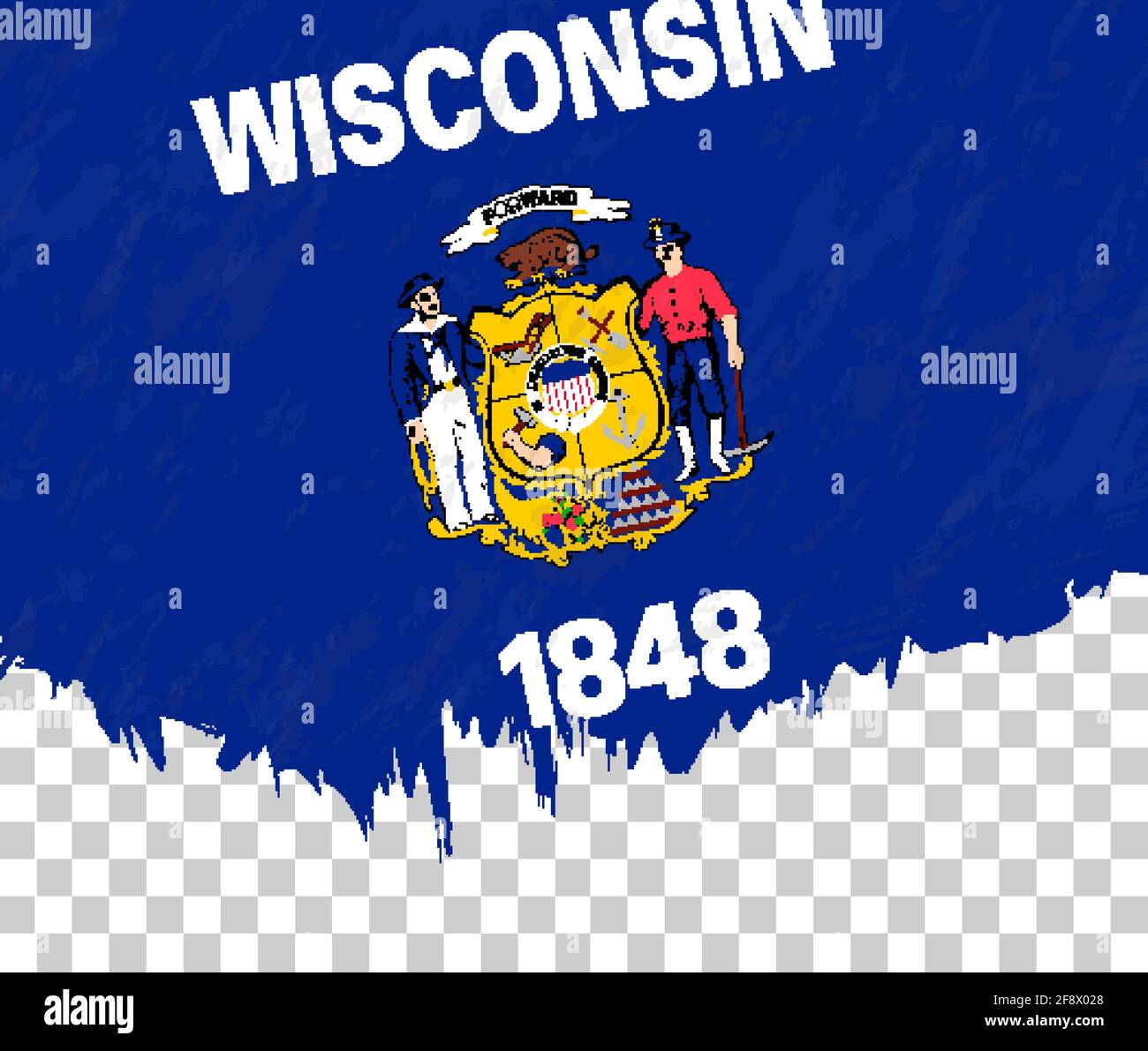 Grunge-style flag of Wisconsin on a transparent background. Vector ...