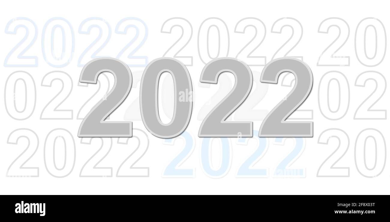 Number 2022 written repeatedly on a white background, minimal new year ...