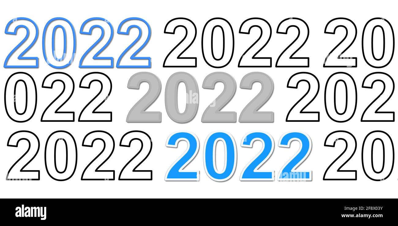 Number 2022 written repeatedly on a white background, minimal new year ...