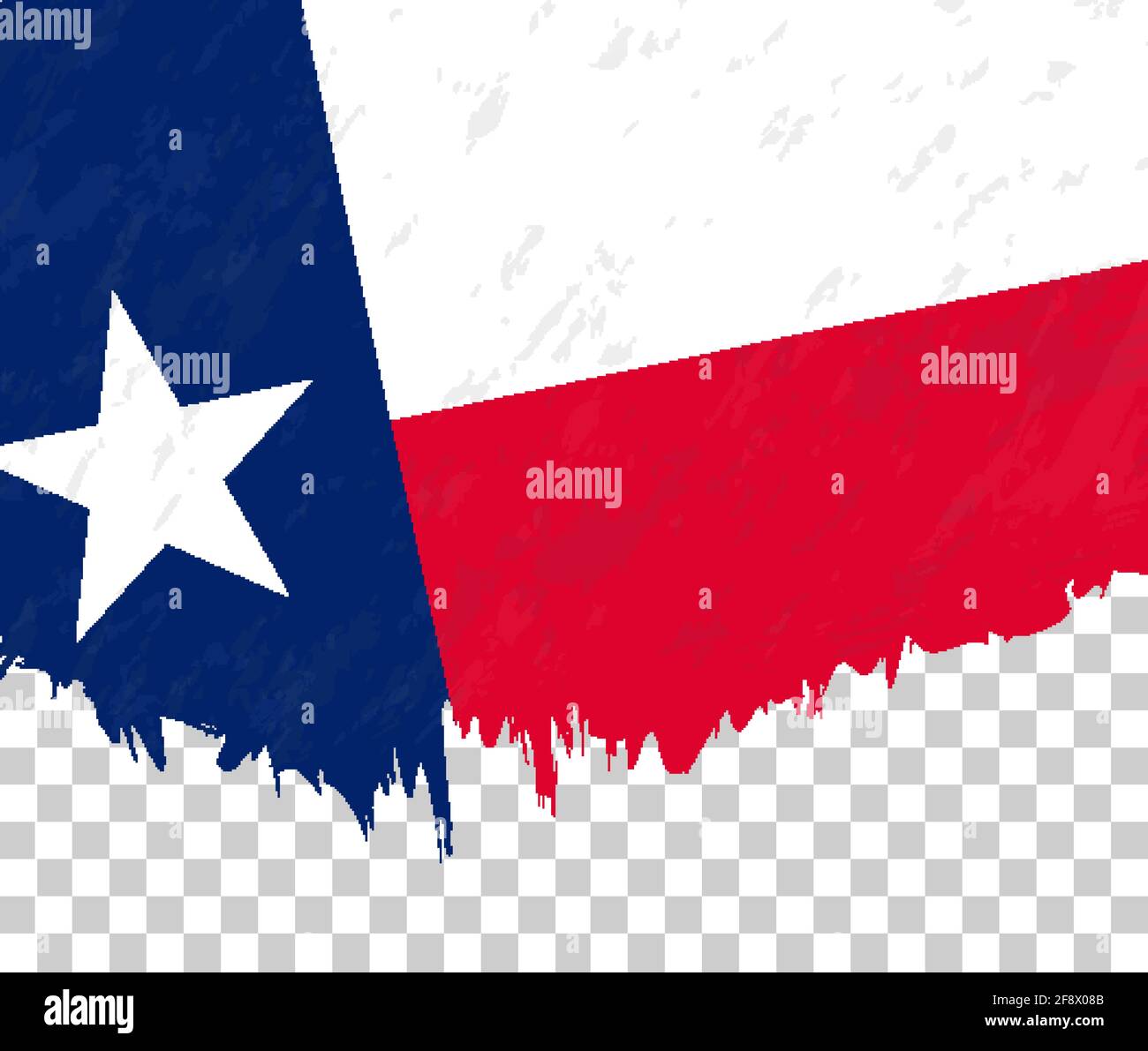 Grunge-style flag of Texas on a transparent background. Vector textured ...