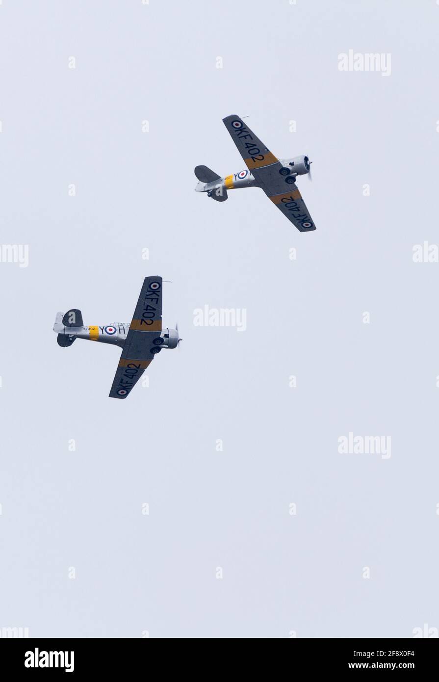 Light aircraft with double cockpit single front engine and propeller ...