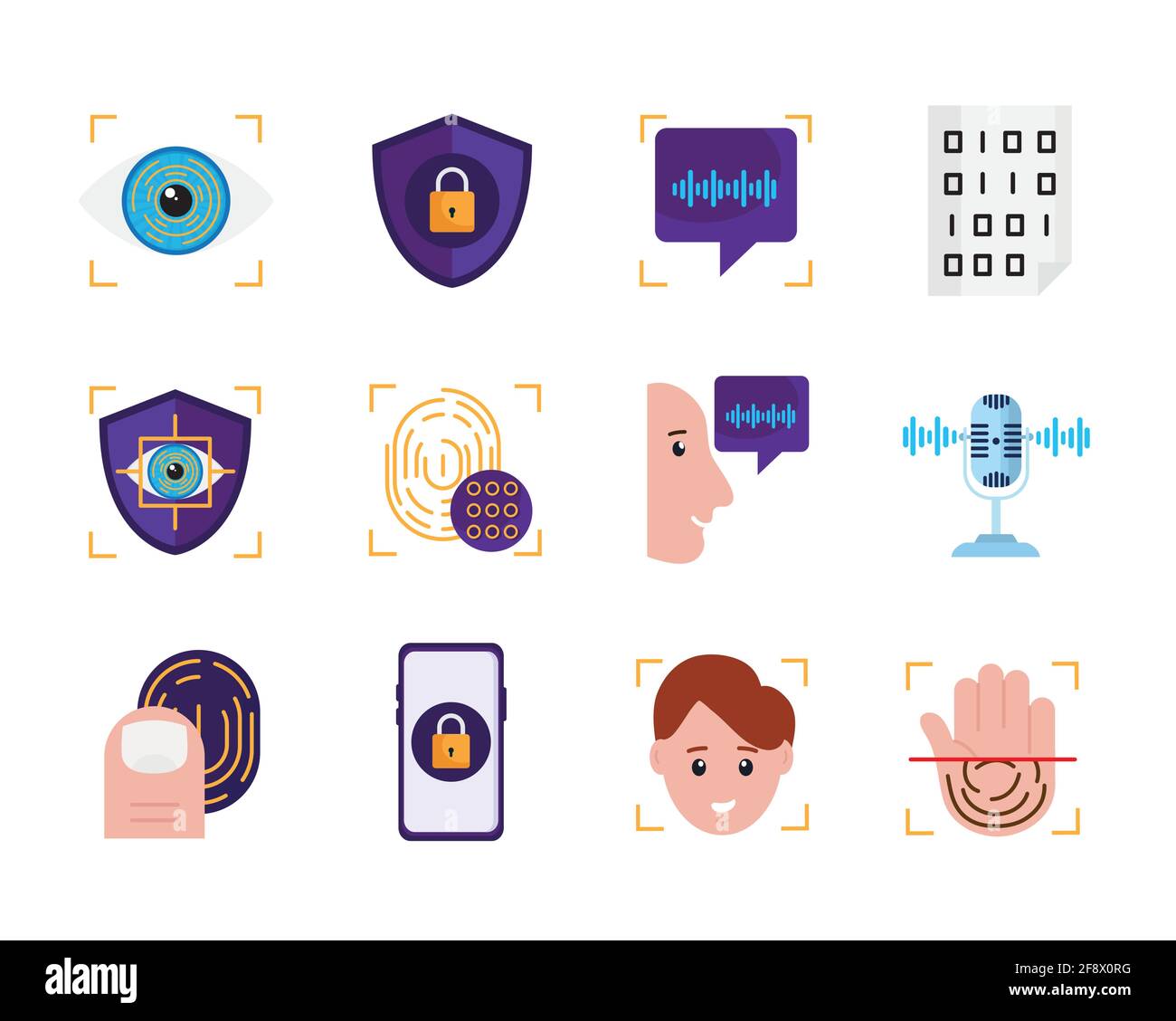 twelve biometric verification icons Stock Vector Image & Art - Alamy