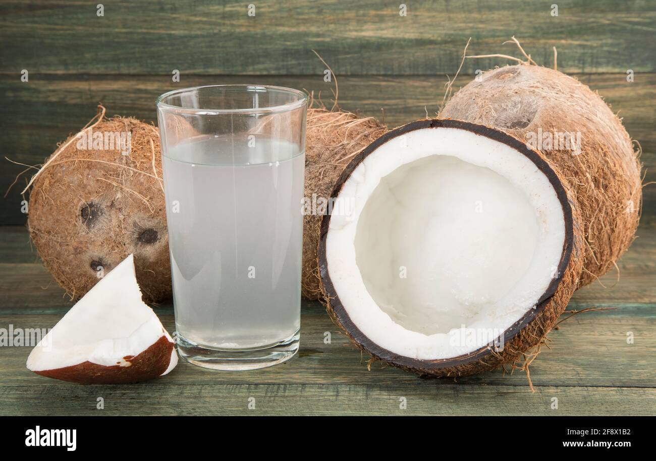 Fresh Organic Coconut Water - Cocos nucifera Stock Photo - Alamy