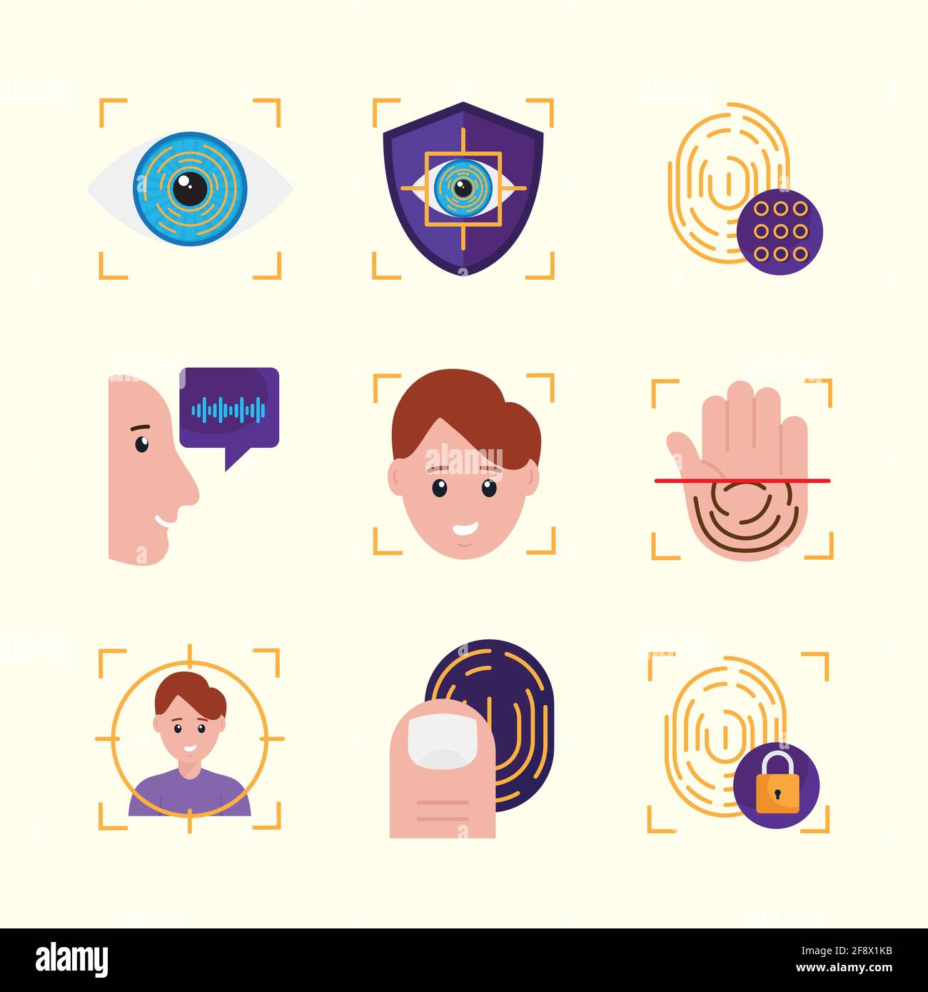 nine biometric verification icons Stock Vector Image & Art - Alamy
