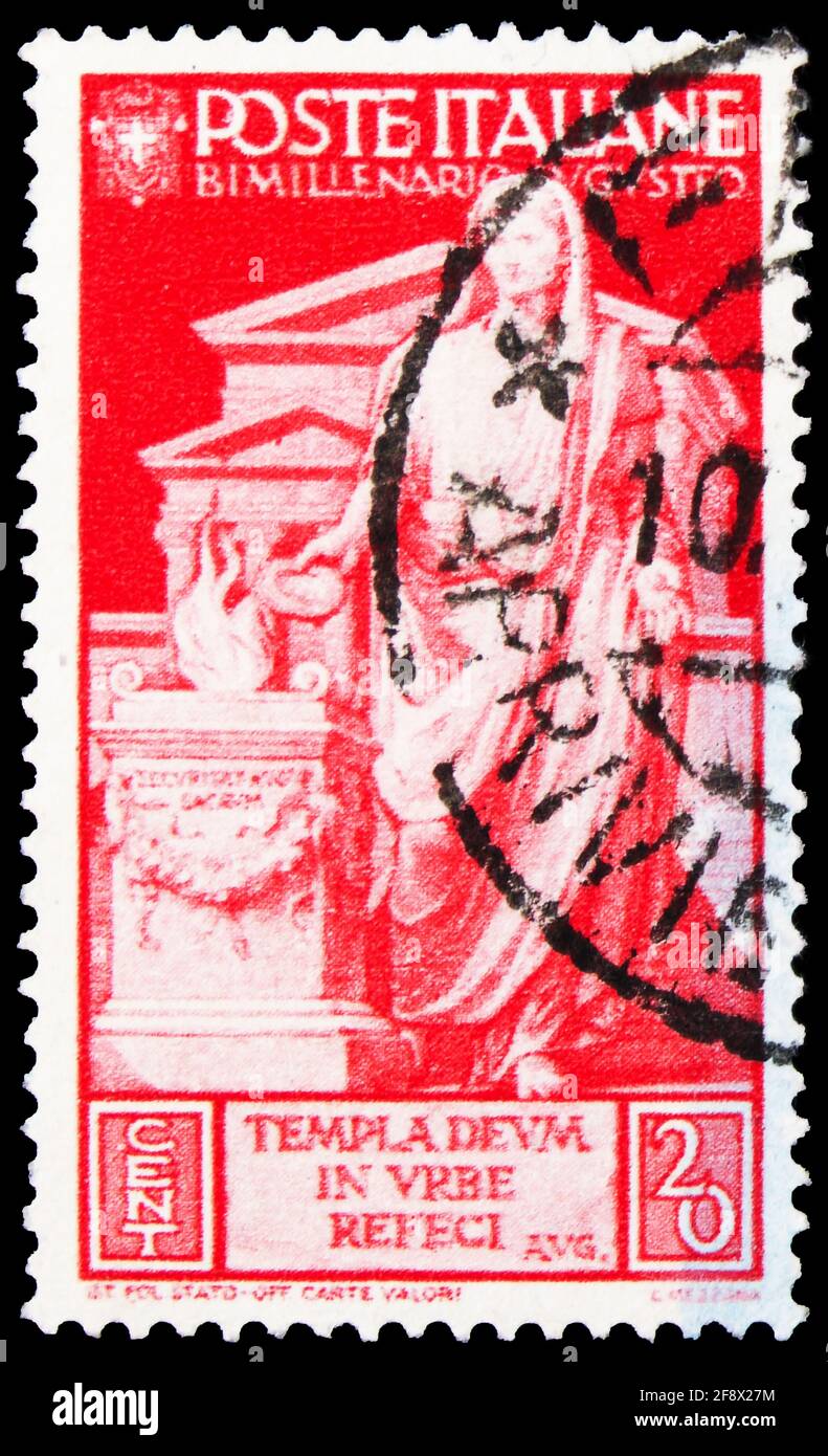 MOSCOW, RUSSIA - OCTOBER 1, 2019: Postage stamp printed in Italy shows ...