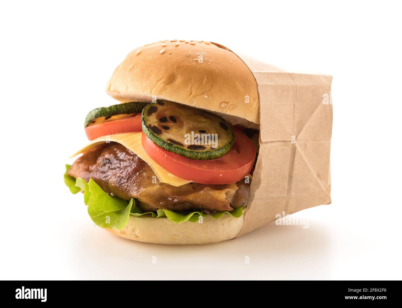 grill chicken burger on white background Stock Photo - Alamy